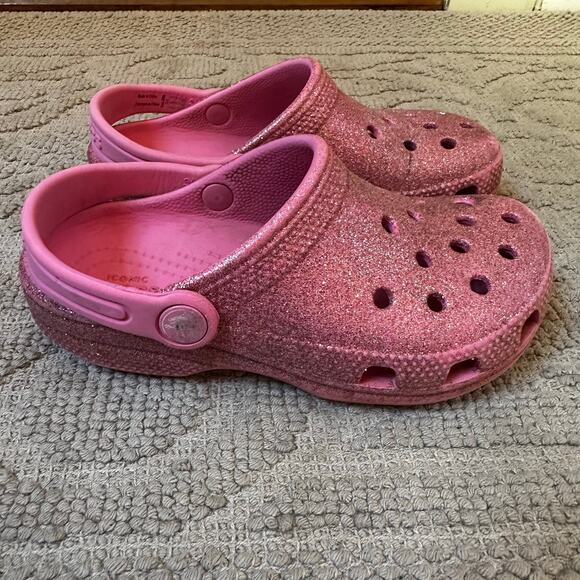 CROCS | Shoes | Crocs Pink Glitter Mean Girls Classic Slip On Clog Size ...